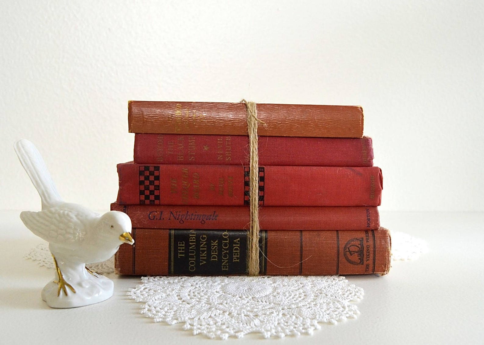 Vintage Stack of FIVE Red/reddish Bundled Books Linen Books - Etsy