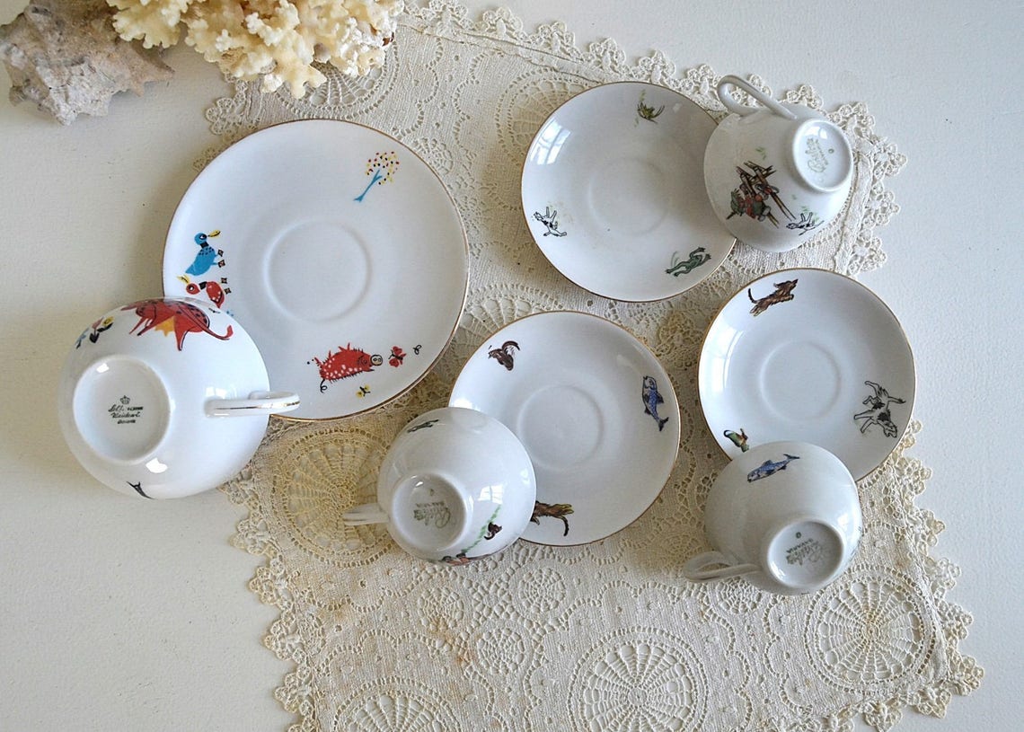 Vintage FOUR Kids Tea Cups Demitasse Children's Cups and - Etsy