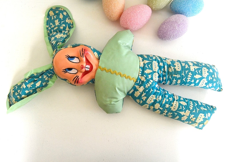 Vintage Stuffed Easter Bunny Plastic Face Rabbit | Etsy