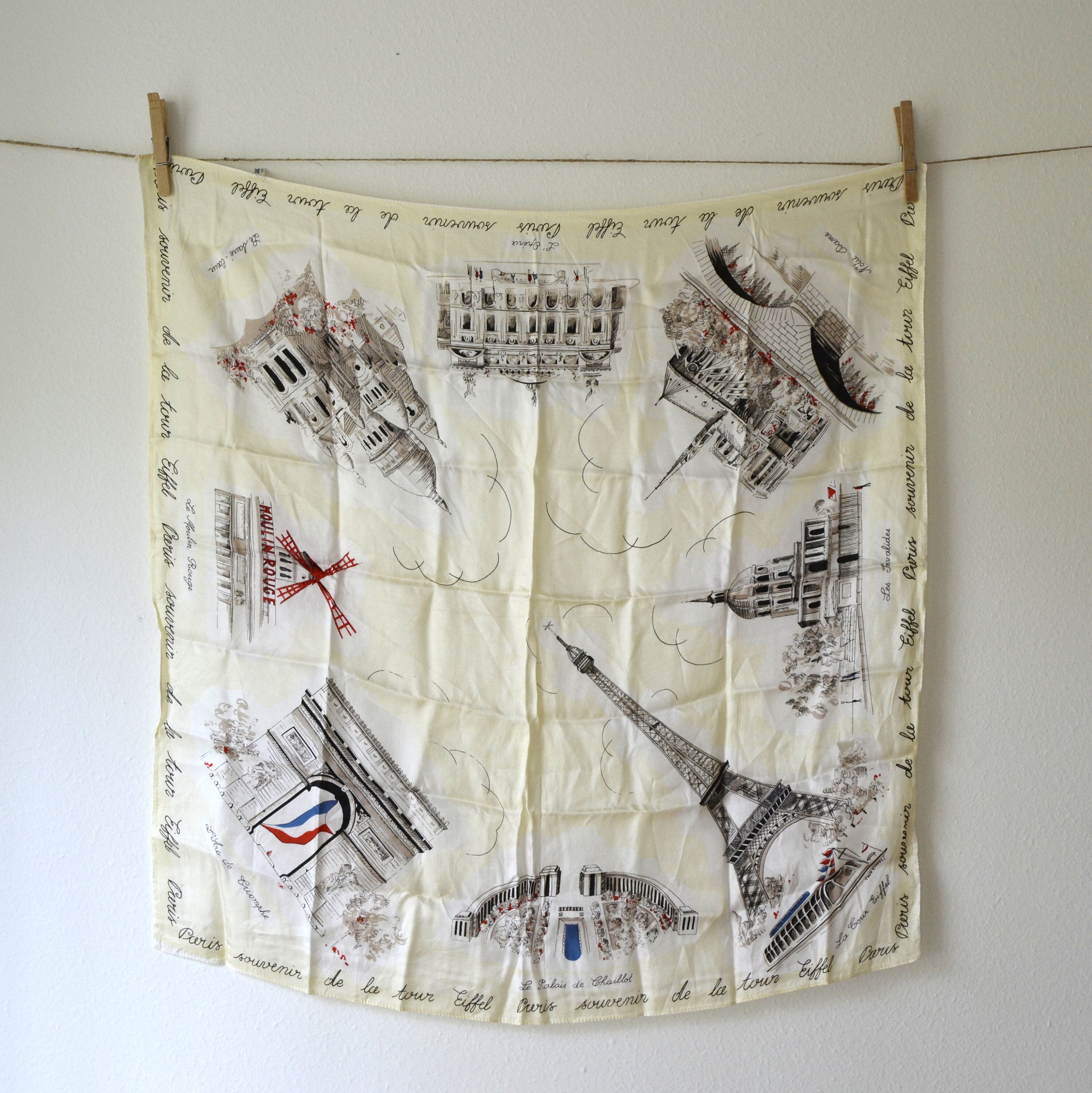 Vintage Paris France Scarf French Souvenir Scarf Eiffel Tower | Etsy