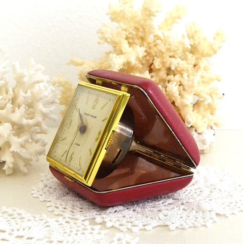 Vintage Phinney Walker Alarm Clock Red Gold Travel Clock Small - Etsy