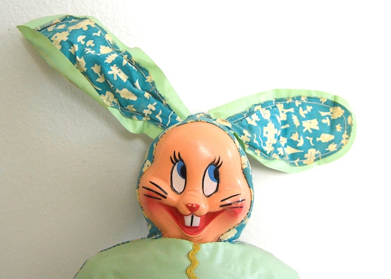 Vintage Stuffed Easter Bunny Plastic Face Rabbit | Etsy