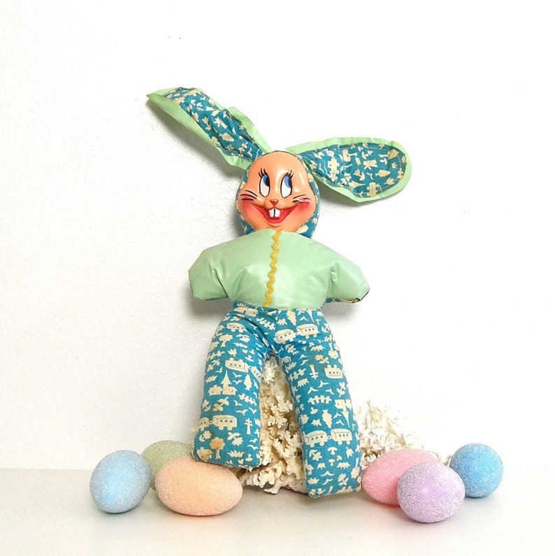 Vintage Stuffed Easter Bunny Plastic Face Rabbit | Etsy