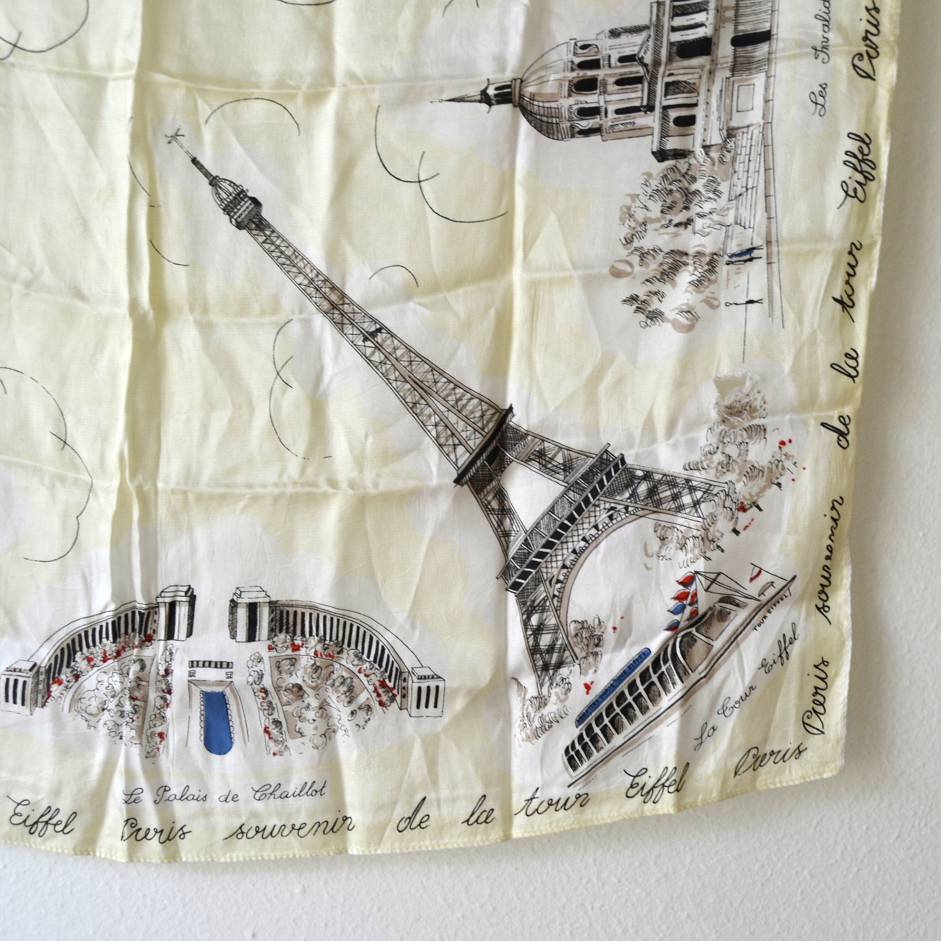 Vintage Paris France scarf French souvenir scarf Eiffel Tower | Etsy