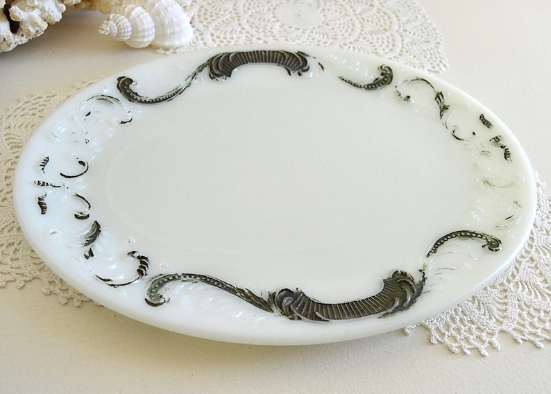 Vintage Oval White Milk Glass Platter Ornate White Platter - Etsy