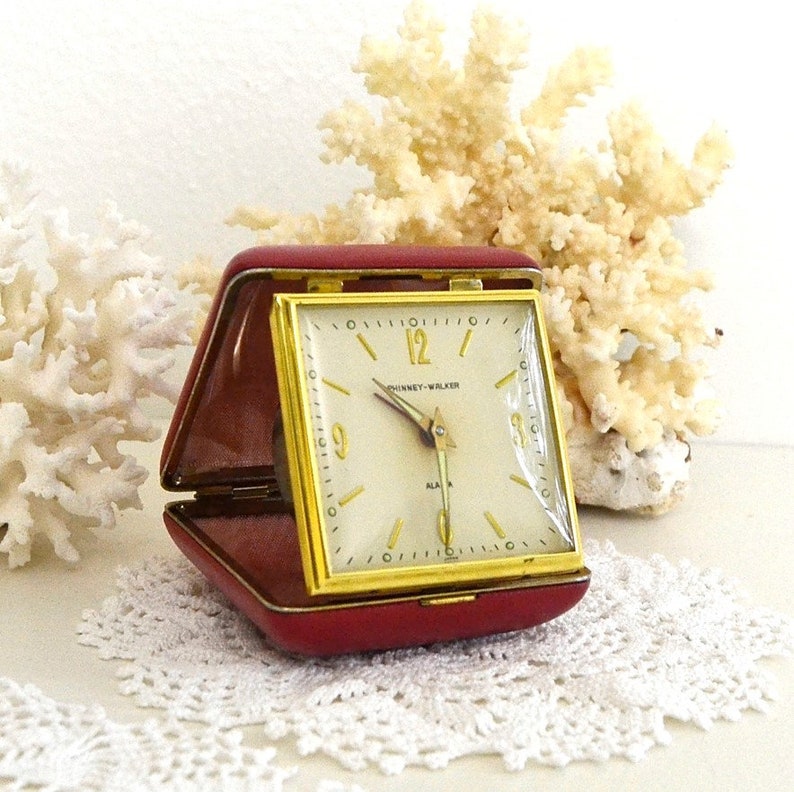 Vintage Phinney Walker Alarm Clock Red Gold Travel Clock Small - Etsy