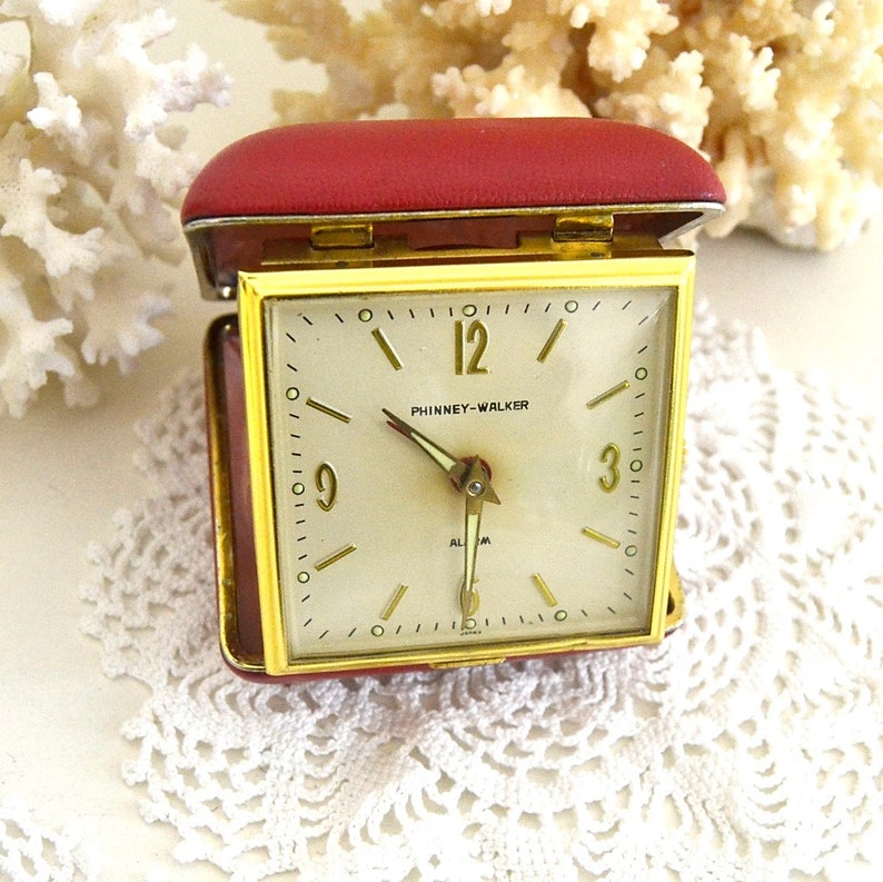 Vintage Phinney Walker Alarm Clock Red Gold Travel Clock Small - Etsy