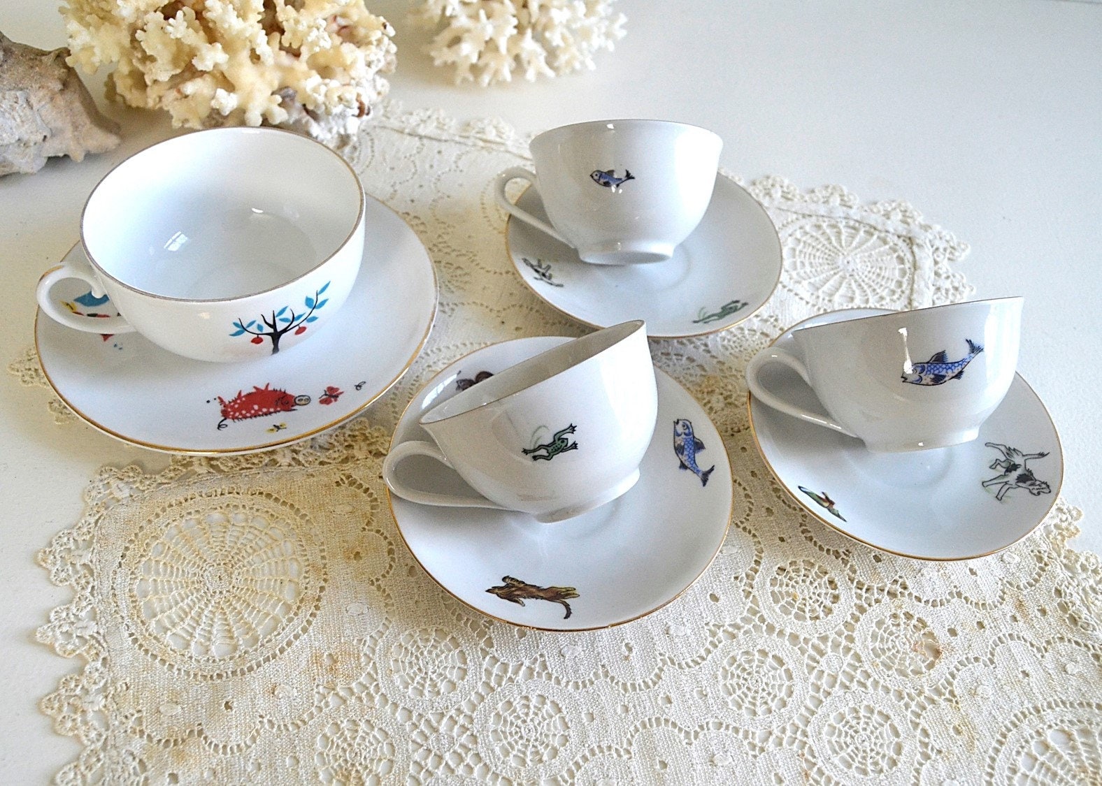 Vintage FOUR Kids Tea Cups Demitasse Children's Cups and | Etsy