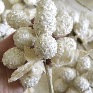 Vintage ONE White Glitter Grape Bunch Millinery Picks Christmas Wedding ...