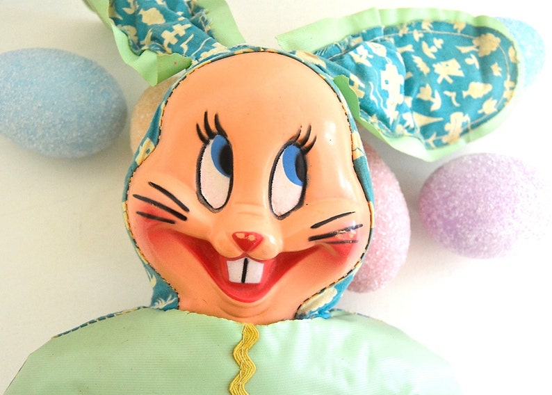 Vintage Stuffed Easter Bunny Plastic Face Rabbit | Etsy