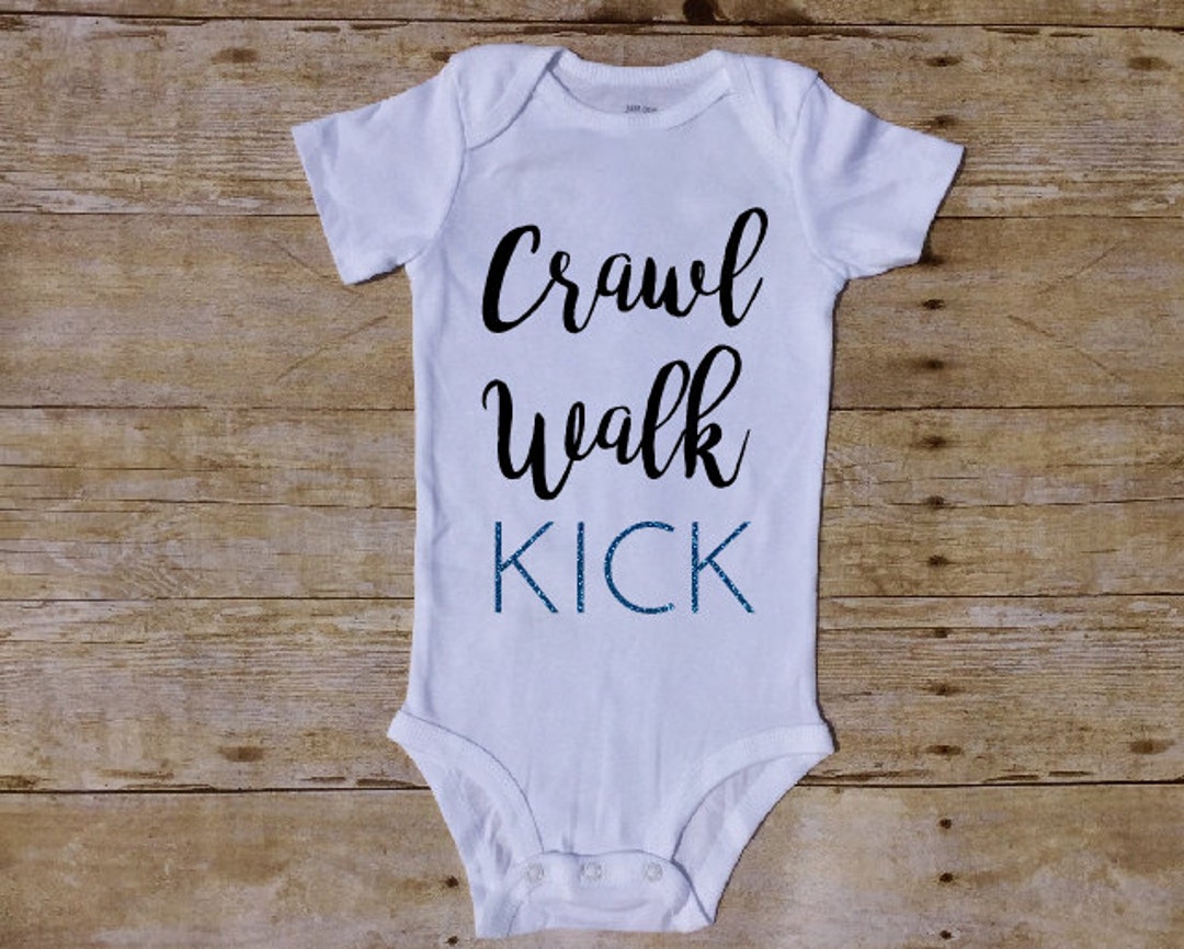 Crawl Walk Kick Outfit Soccer Baby Kick Baby Boy Bodysuit - Etsy