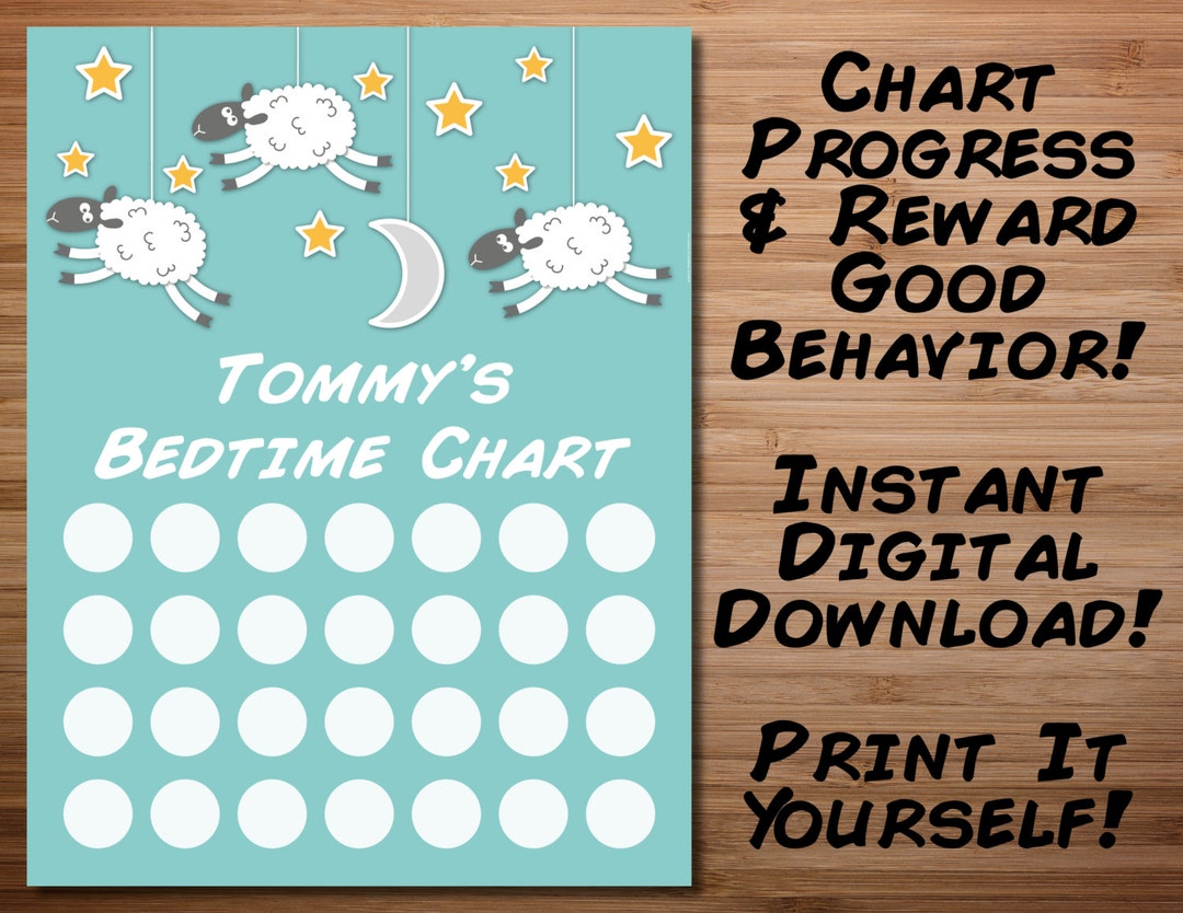 Cute Sleepy Sheep Bedtime Chart | Chart Progress + Reward Good Behavior ...