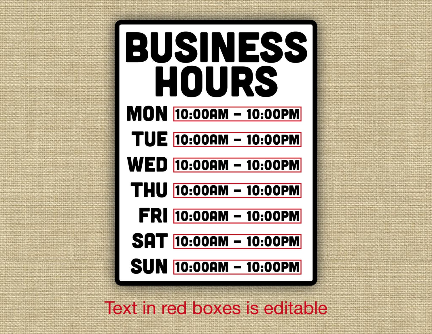 Business Hours Sign, Business Hours Printable, Hours Sign, Storefront ...