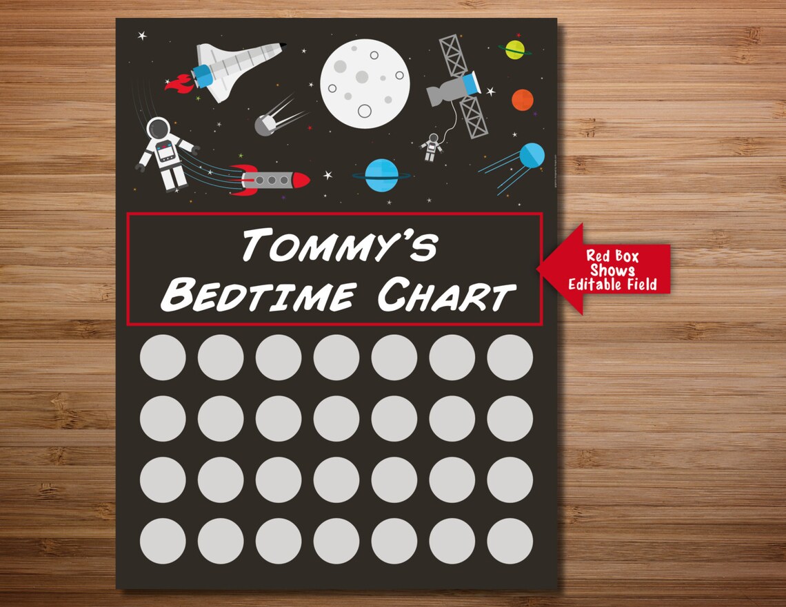Astronauts in Space Bedtime Chart Chart Progress Reward - Etsy