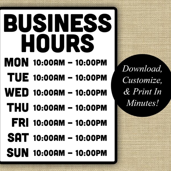 Business Hours Sign - Etsy