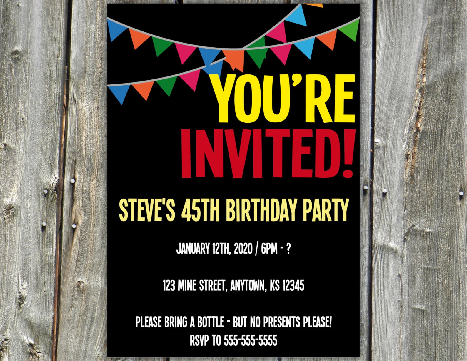 Flags and Black Background Party Invitation | Invitation + Thank You ...