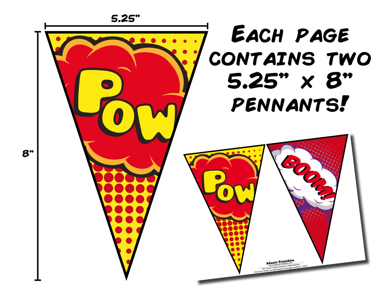 Comic Book Pennant-style Banner | Instant .PDF Download | Includes All ...