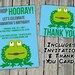 Cute Frog (hop Hop Hooray!) Party Invitation + Thank You Notes ...