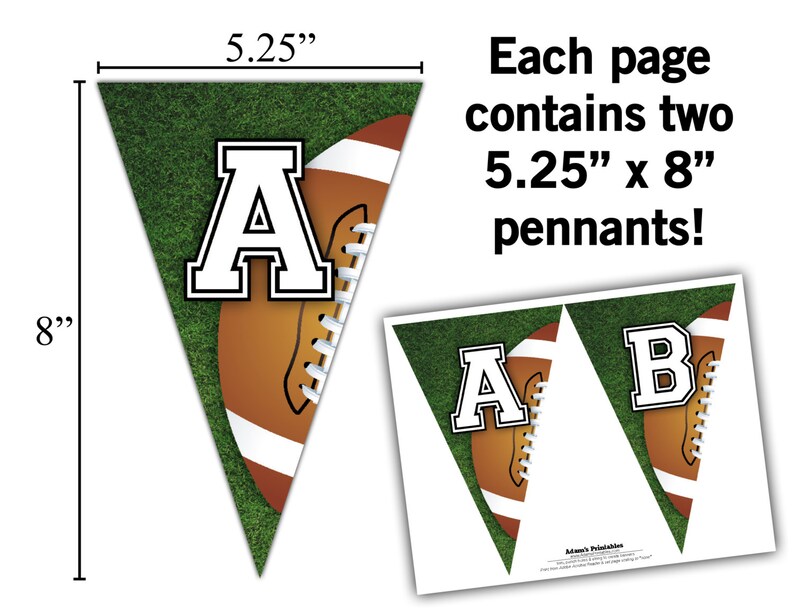 Football Pennant-style Banner | Instant .PDF Download | Includes All ...