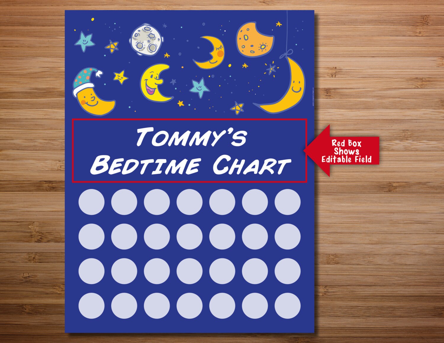 Sleepy Moon + Stars Bedtime Chart | Chart Progress + Reward Good ...