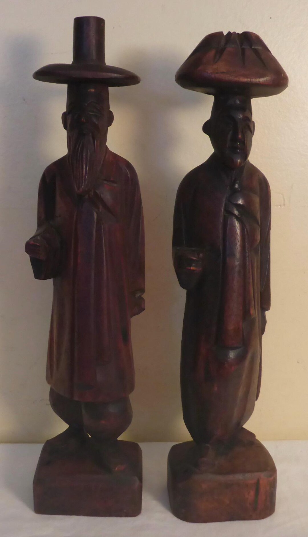 Vintage Korean Hand Carved Wooden Mamasan & Papasan Figurines - Vintage ...