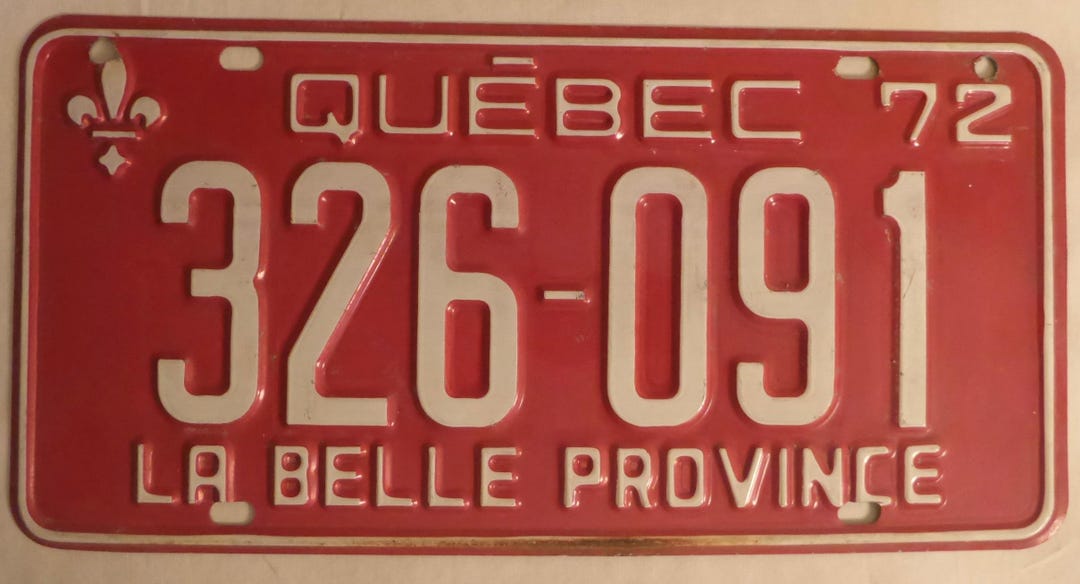 1972 Quebec La Belle Province License Plate - 1972 Quebec License Plate ...