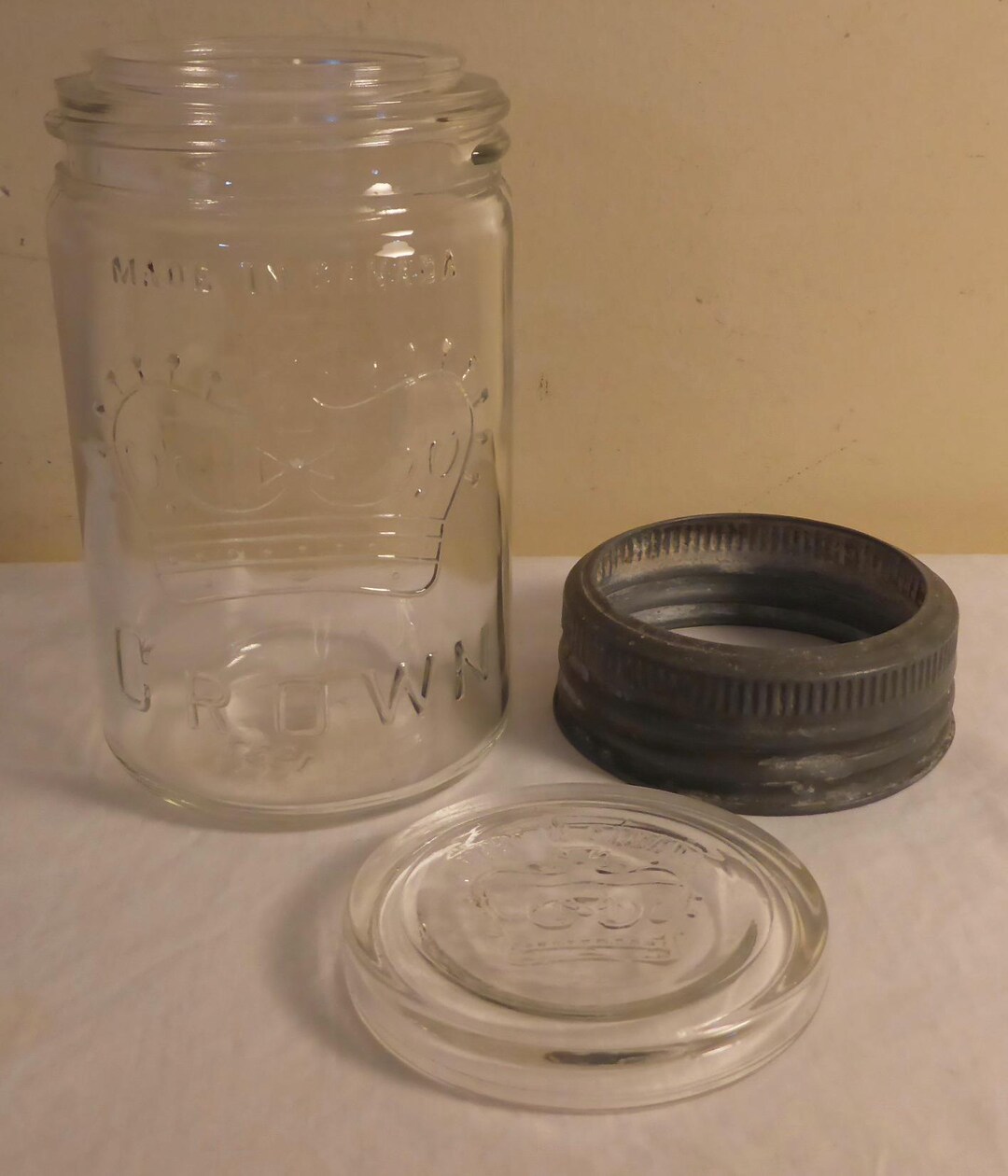Vintage 1937 Crown 1 Pint Canning Jar Made in Canada - 1937 Dominion ...
