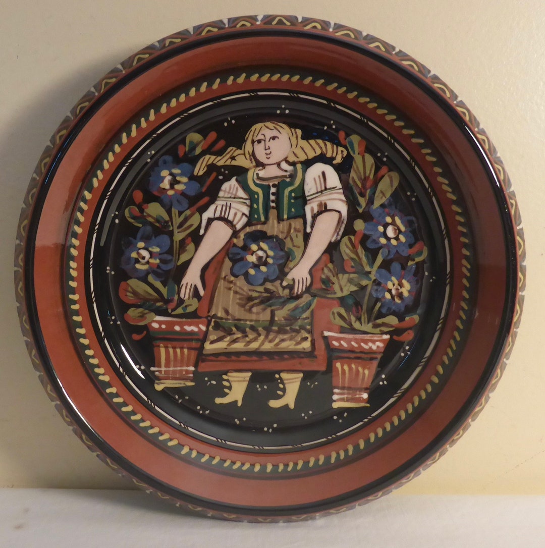 Vintage Swiss Heimatwerk Pottery Decorative Plate Girl in Traditional ...