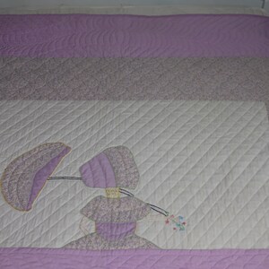 Hand Quilted Little Dutch Girl Quilt - 84" X 80" - Hand Made Sun Bonnet ...