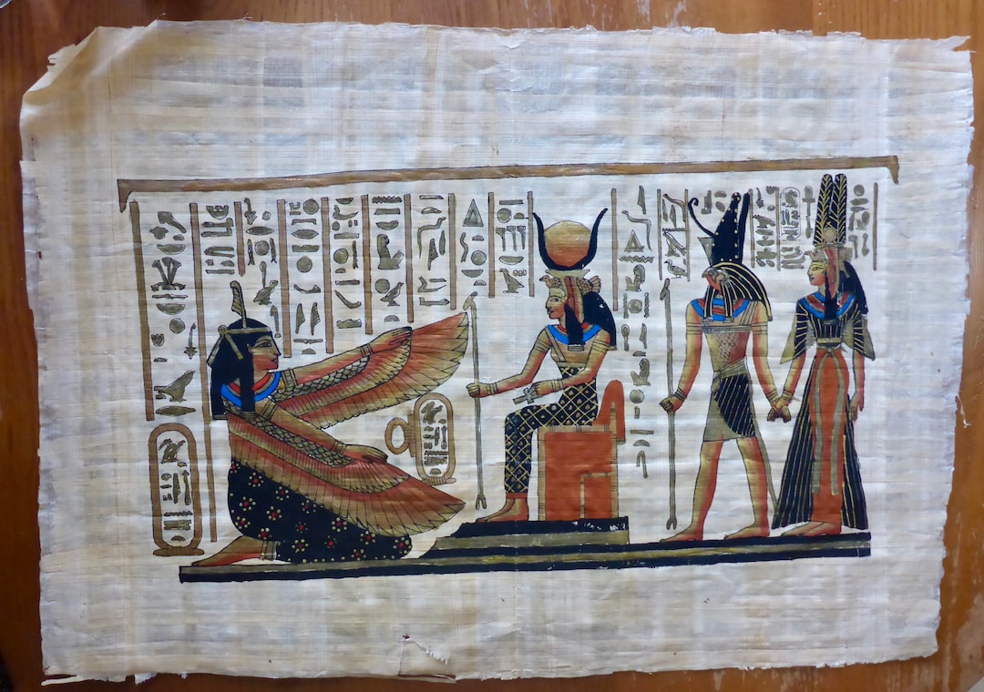 Original Egyptian Papyrus Painting - Vintage Egyptian Painted Papyrus ...