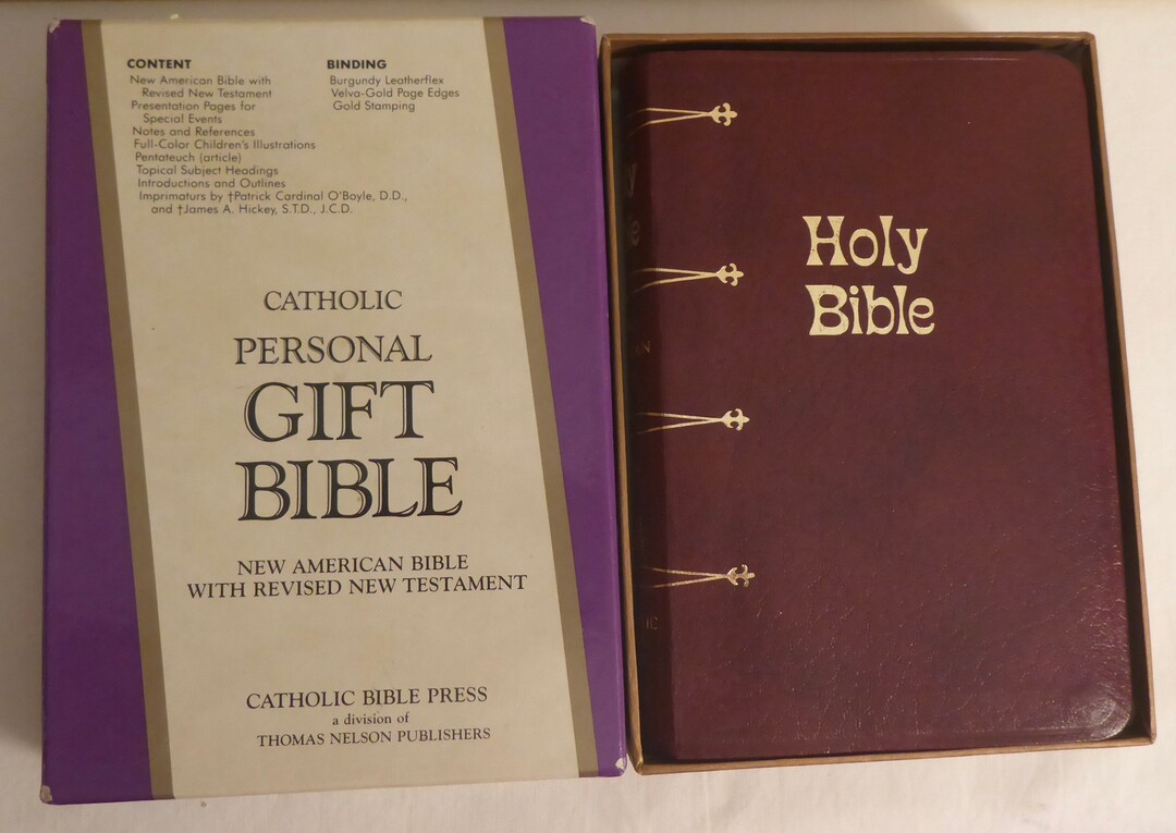 Vintage 1987 Catholic Personal Gift Bible in Original Box - Vintage ...