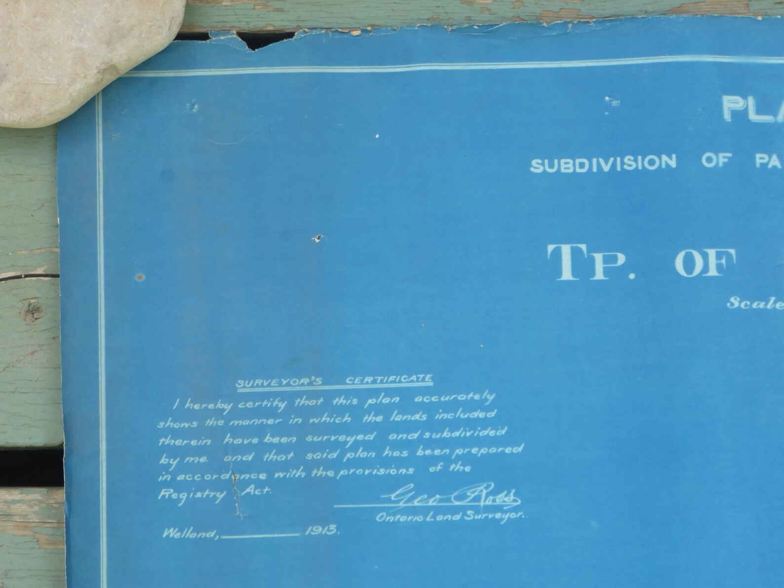 1913 Blueprint of a Plan of Subdivision on Riverside Drive Welland ...