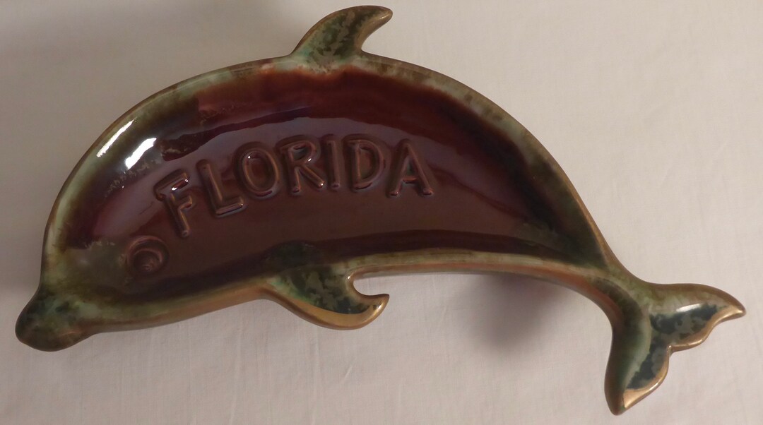 MCM Souvenir of Florida Pottery Dolphin Ashtray - Vintage Souvenir of ...