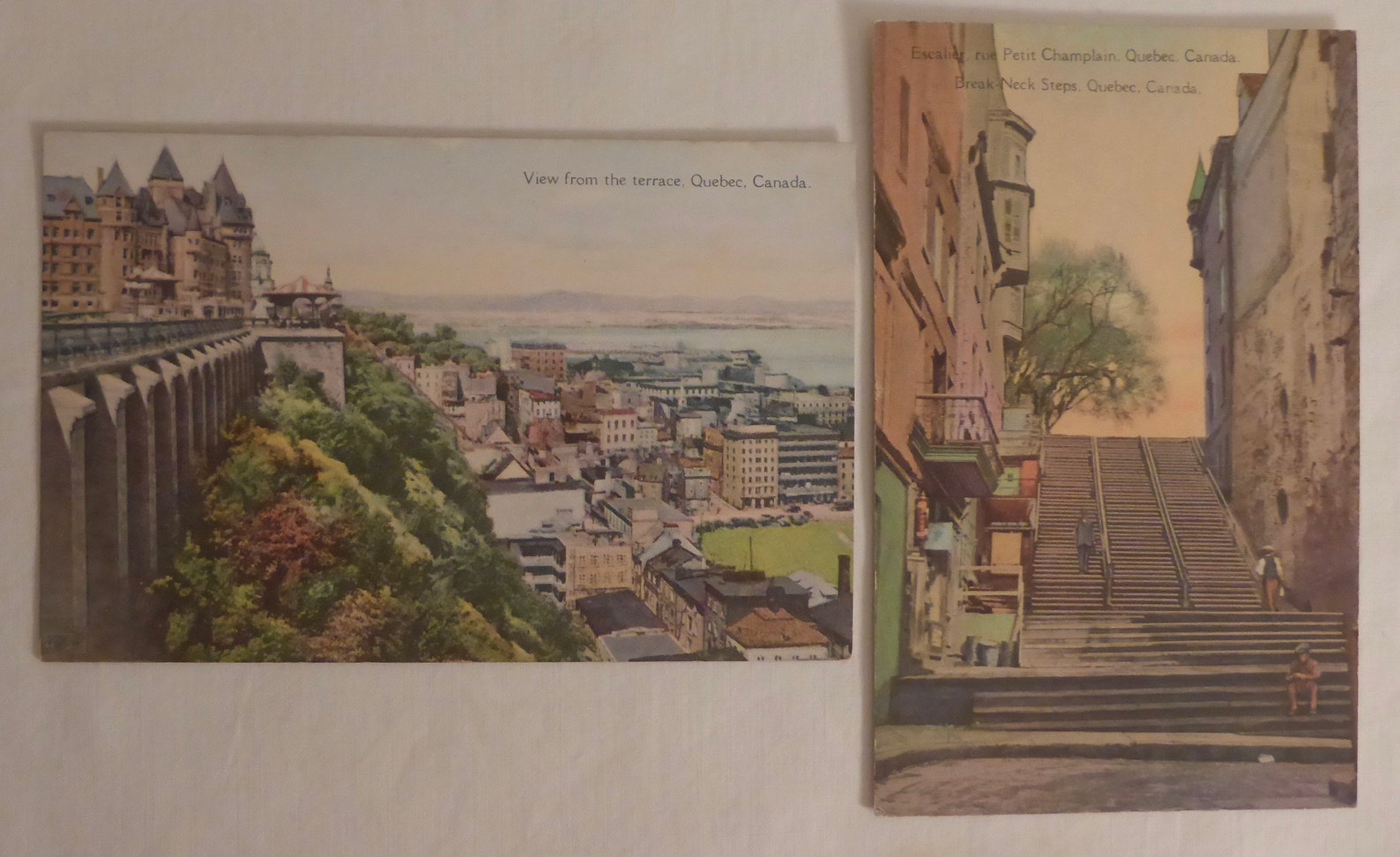 2 Antique Quebec Post Cards Circa 1930's - Chateau Frontenac Dufferin ...