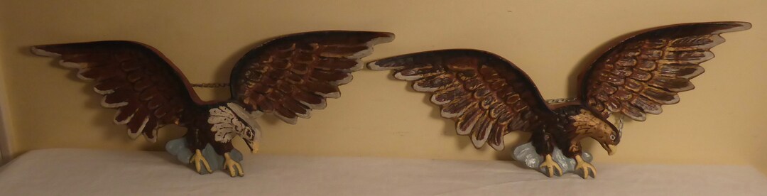 2 Vintage Cast Iron Eagle Wall Plaques - 2 Vintage Cast Iron Eagle Wall ...