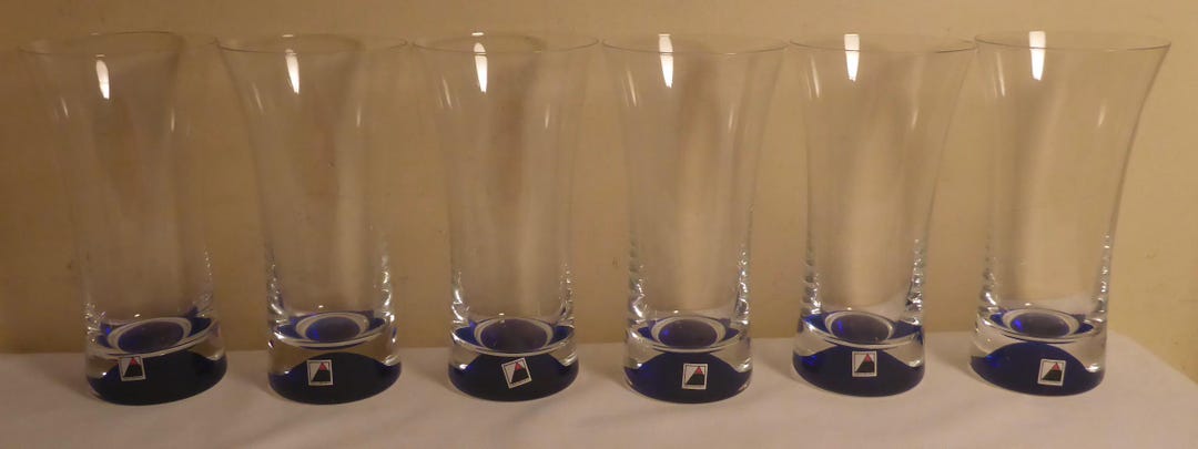 6 Czech Atelier Morava Hand Blown Art Glass Tumblers Original Box - 6 ...