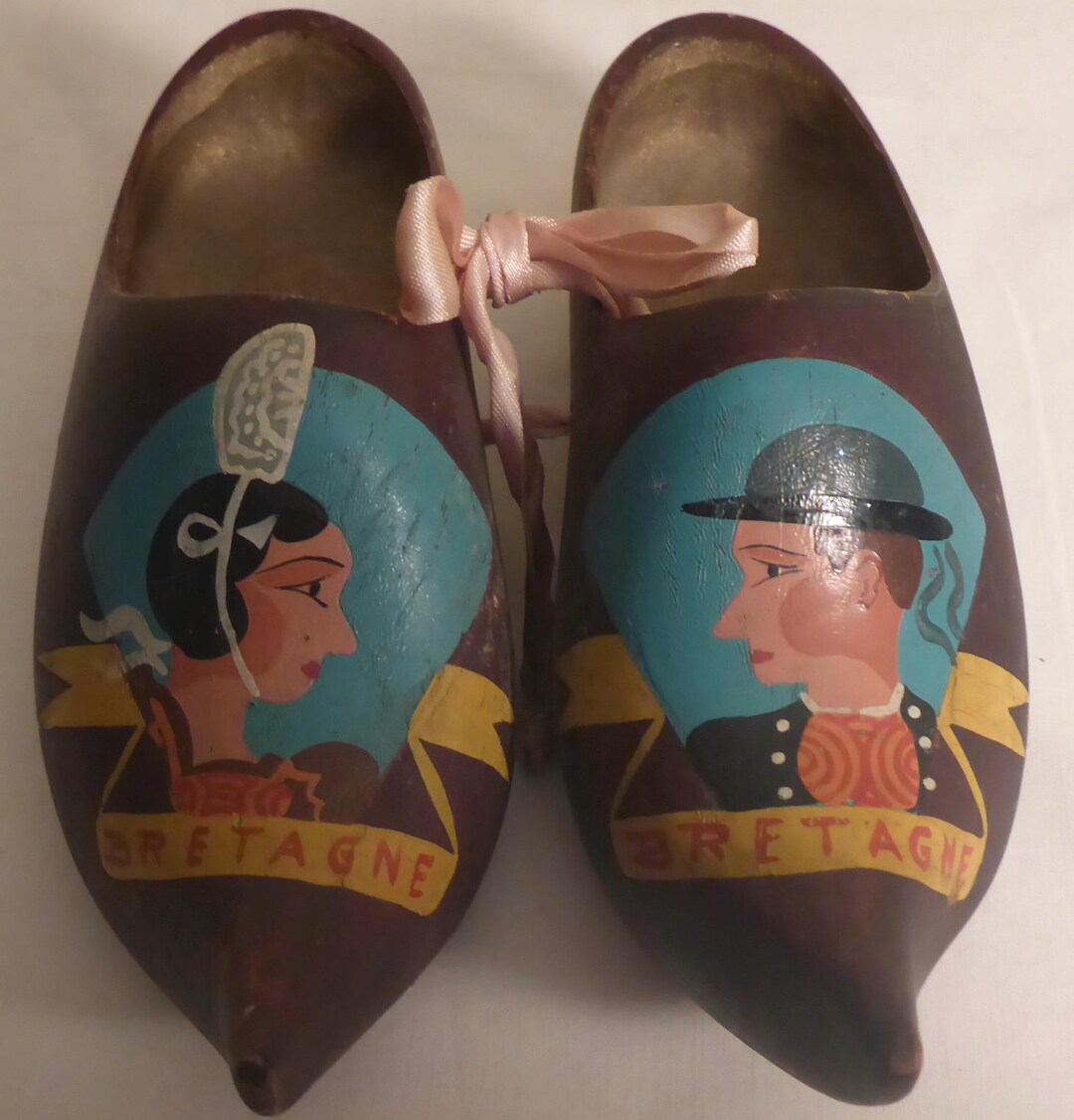Antique Hand Painted Souvenir of Bretagne France Miniature Clogs - Old ...