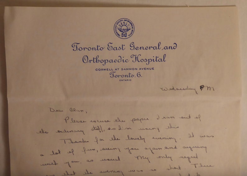 1950's Hand Written Letter on Toronto East General and - Etsy