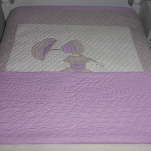 Hand Quilted Little Dutch Girl Quilt - 84" X 80" - Hand Made Sun Bonnet ...