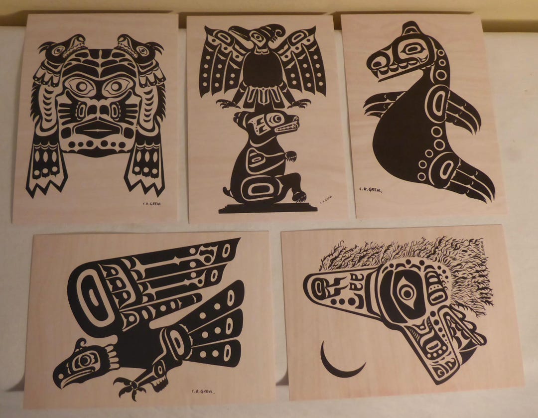 5 Pacific Northwest Coast Motif Post Cards C.B. Greul Vancouver B.C ...