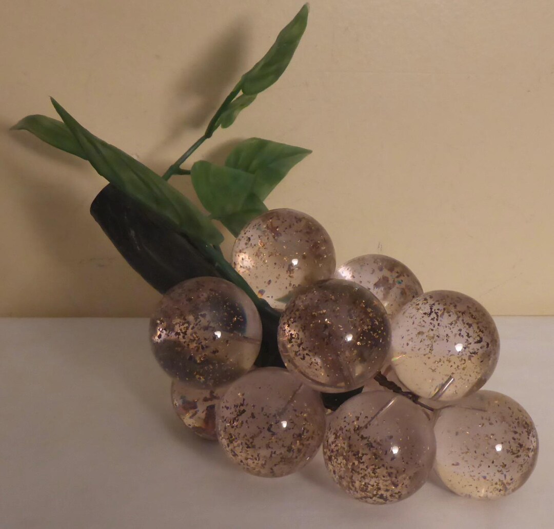 Vintage MCM Clear Lucite Gold Glitter Grape Cluster - MCM Lucite Grape ...