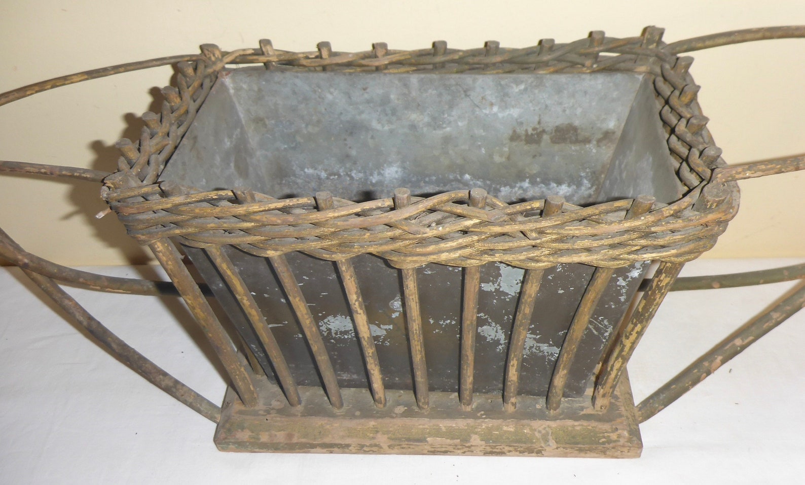 Vintage Wicker Cemetery Flower Basket With Galvanized Steel - Etsy