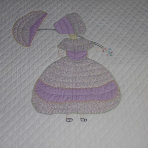 Hand Quilted Little Dutch Girl Quilt - 84" X 80" - Hand Made Sun Bonnet ...