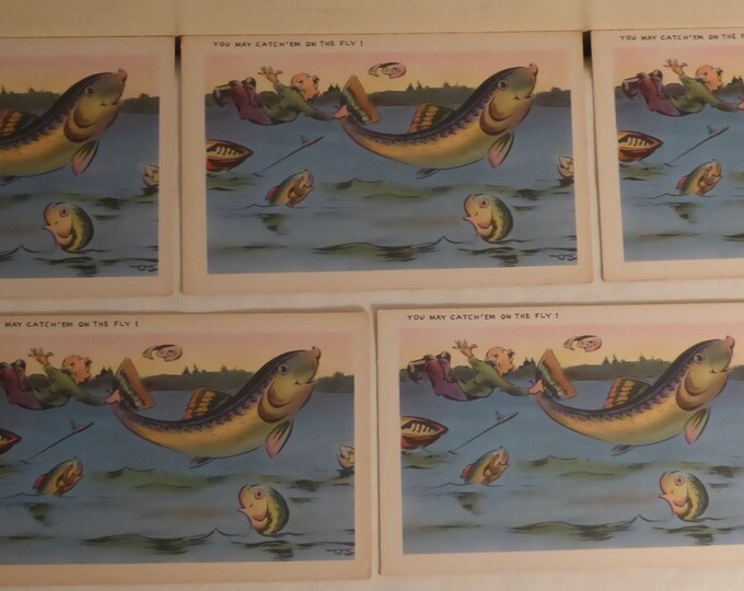 Two Funny Fishing Postcards. Mint - Etsy Canada