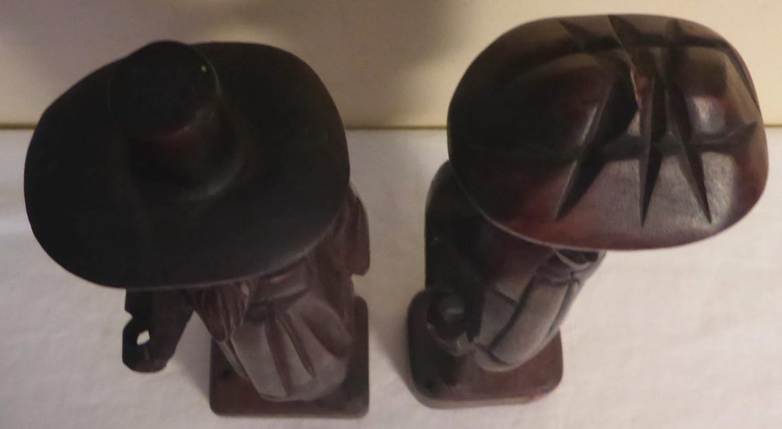 Vintage Korean Hand Carved Wooden Mamasan & Papasan Figurines - Vintage ...