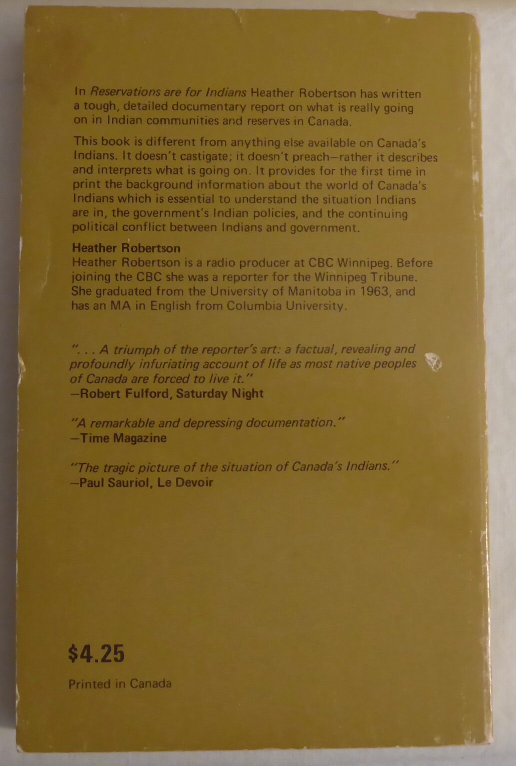 Canadian Aboriginal First Nations Book Reservations Are for Indians by ...