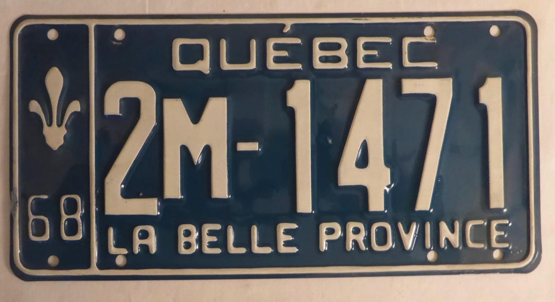 1968 Quebec La Belle Province License Plate - 1968 Quebec License Plate ...