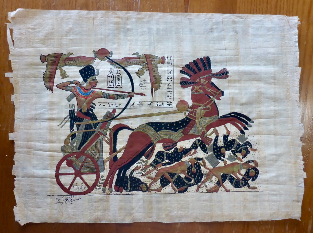 Original Signed Egyptian Papyrus Painting-vintage Egyptian Painted ...
