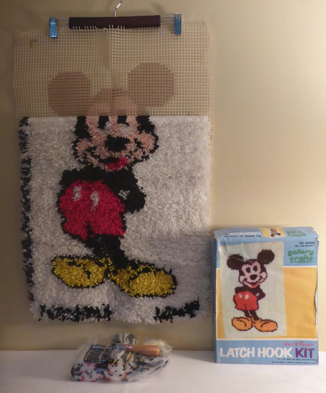 Partially Finished Mickey Mouse Latch Hook Kit - Walt Disney Mickey ...