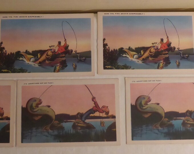 Two Funny Fishing Postcards. Mint - Etsy Canada